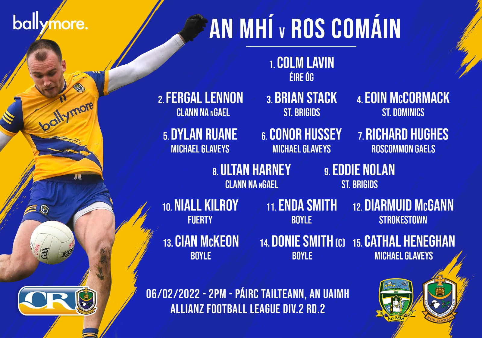 Roscommon team to play Meath - GAA Roscommon