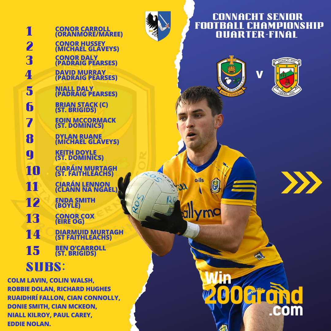 Team to face Mayo is announced. - GAA Roscommon