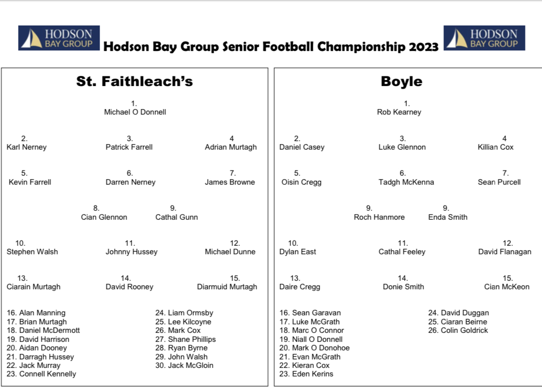 Match Information & Teamsheets. - GAA Roscommon
