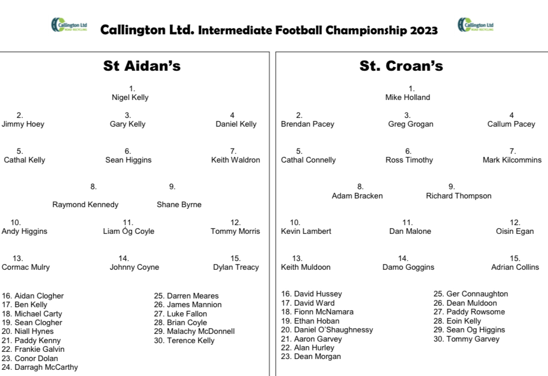 Match Information & Teamsheets. - GAA Roscommon