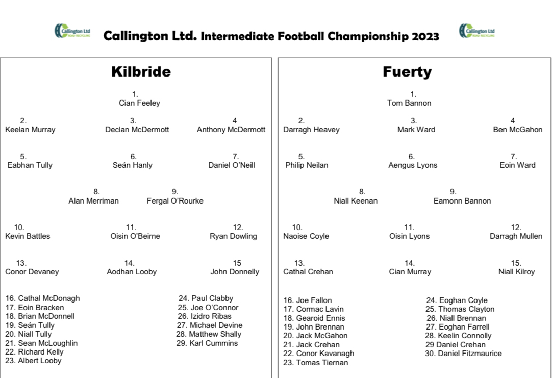 Match Information & Teamsheets. - GAA Roscommon