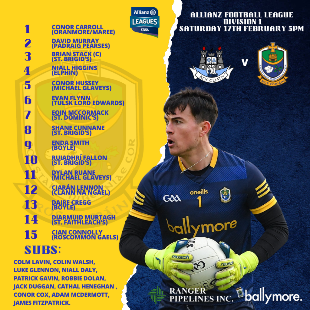Team to face Dublin is announced - GAA Roscommon