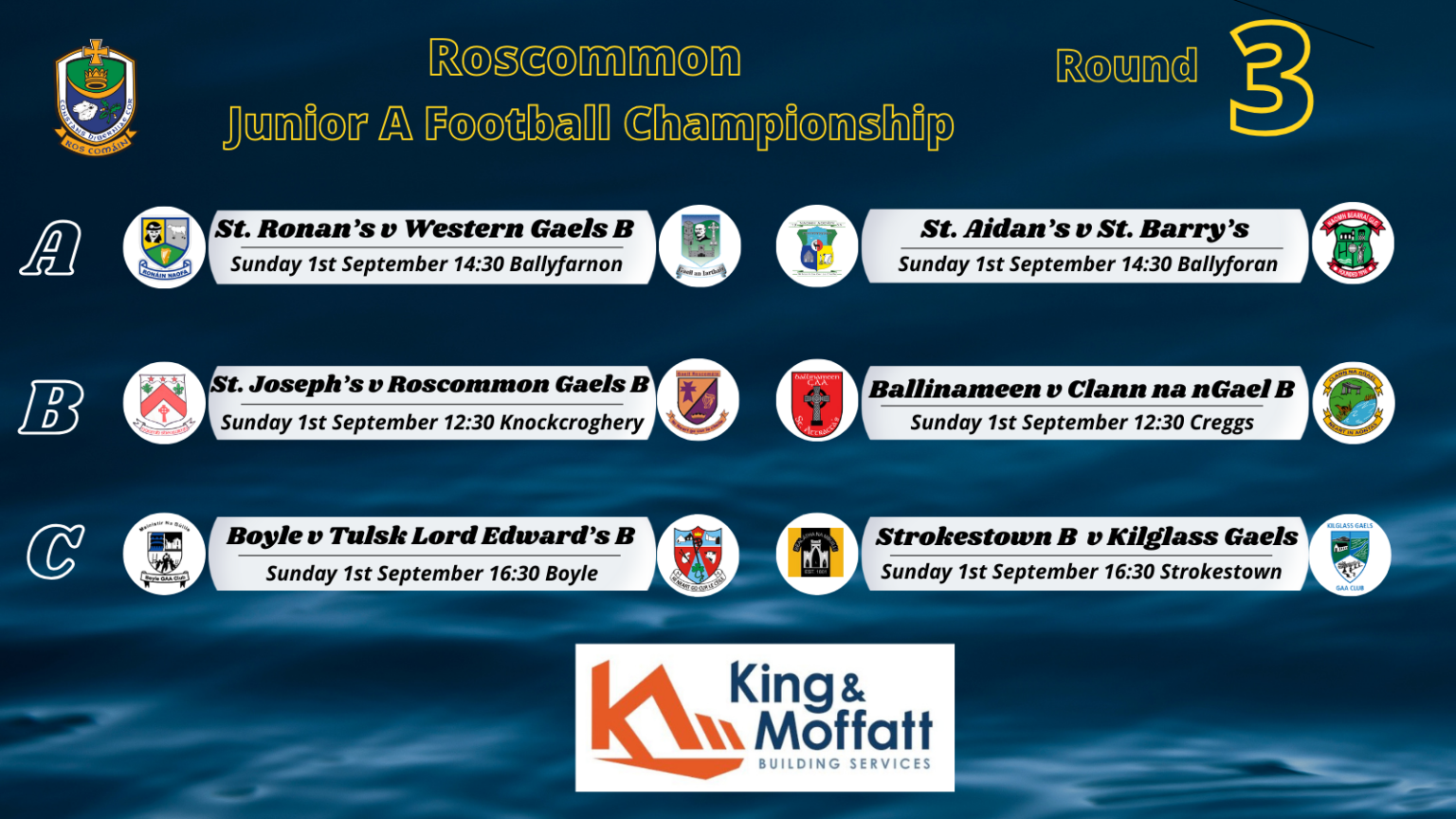 Team-sheets & Match Information - Round 3 - GAA Roscommon